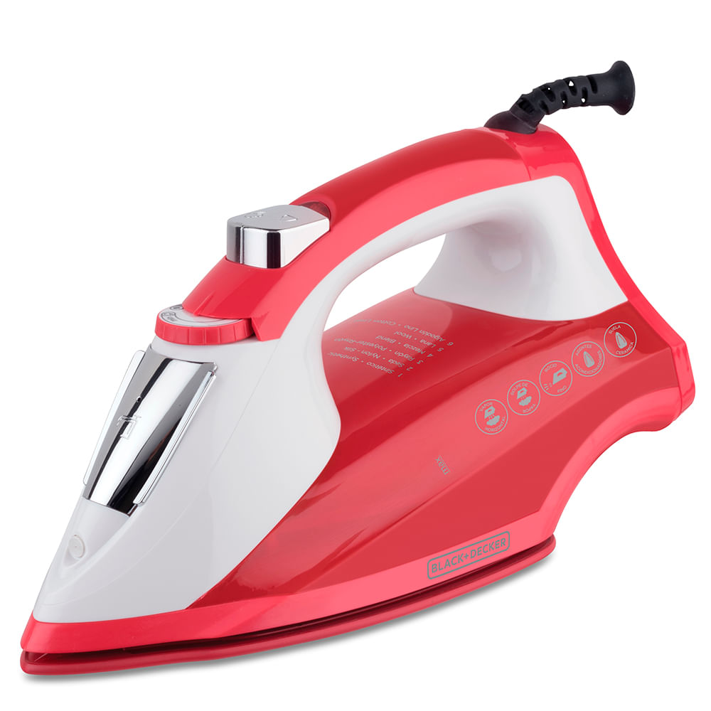 Plancha Black+Decker 1200W IR1865 Blanco-Rojo